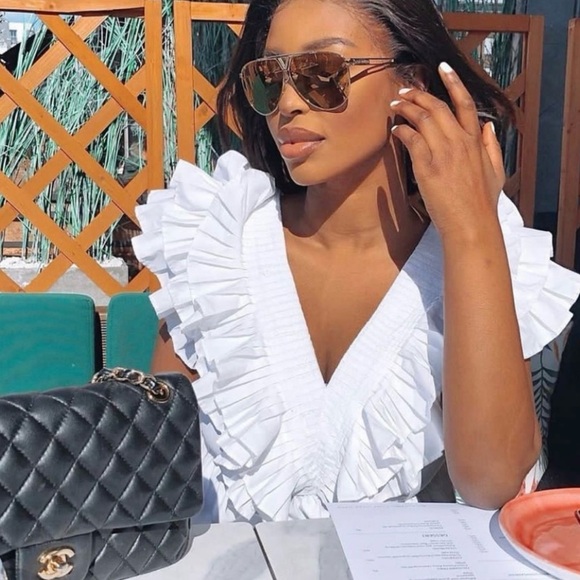 Zara | Tops | Chicwish White Ruffle Blouse | Poshmark